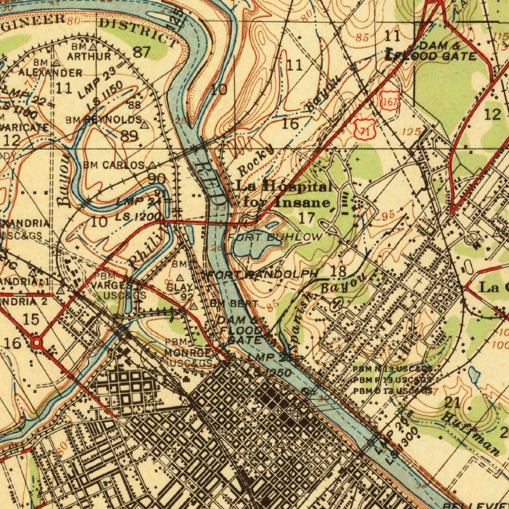 Alexandria, LA (1941, 62500-Scale) Map by United States Geological ...