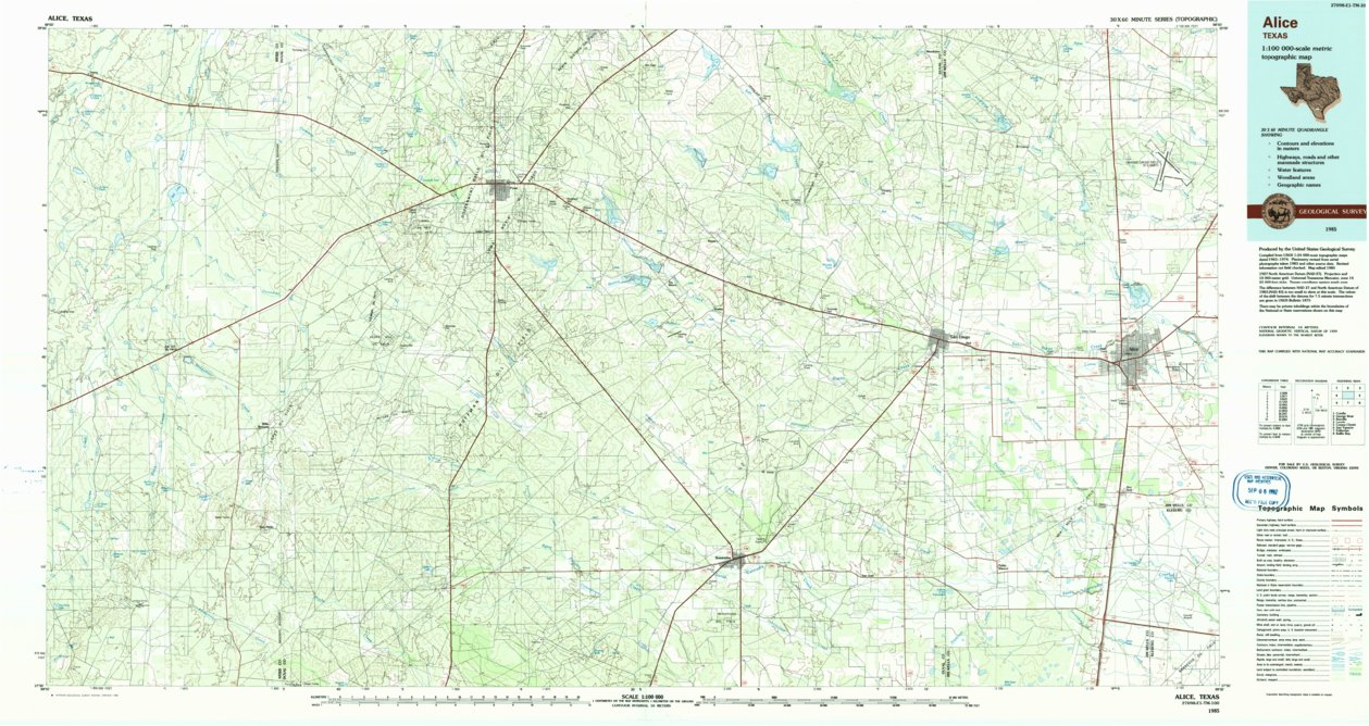 Alice, TX (1985, 100000-Scale) Map by United States Geological Survey ...