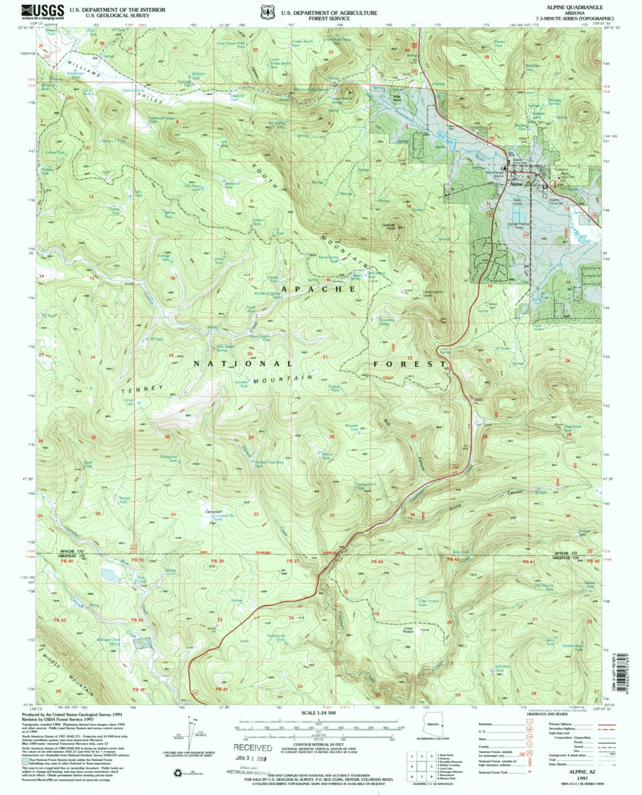 Alpine, AZ (1997, 24000-Scale) Map by United States Geological Survey ...