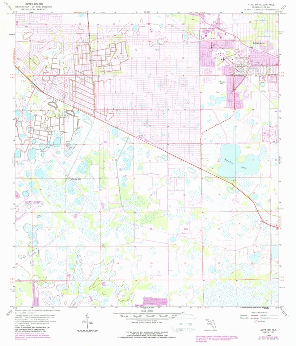 Alva SW, FL (1958, 24000-Scale) Map by United States Geological Survey ...