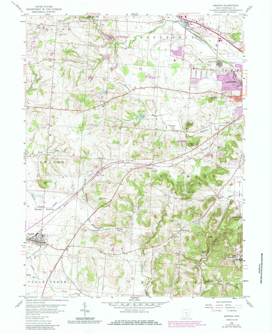 Amanda, OH (1958, 24000-Scale) Map by United States Geological Survey ...