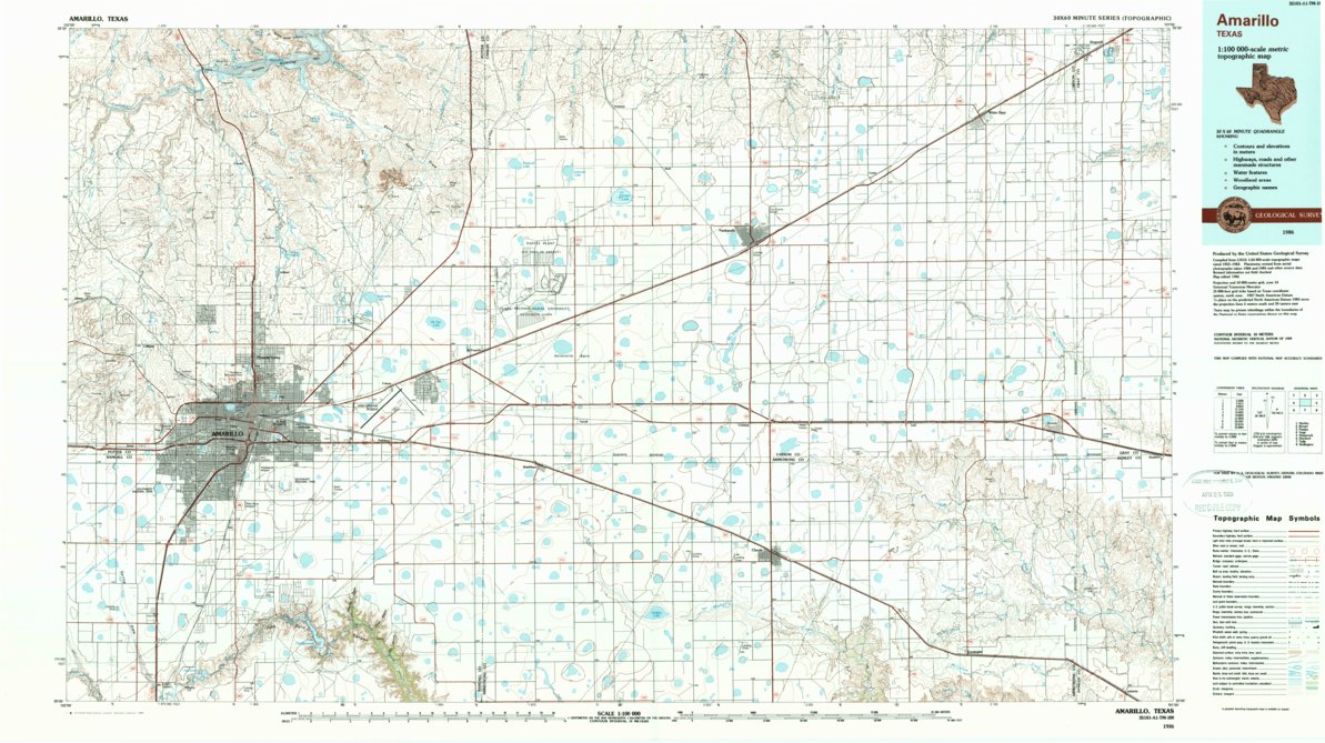 Amarillo, TX (1986, 100000-Scale) Map by United States Geological ...
