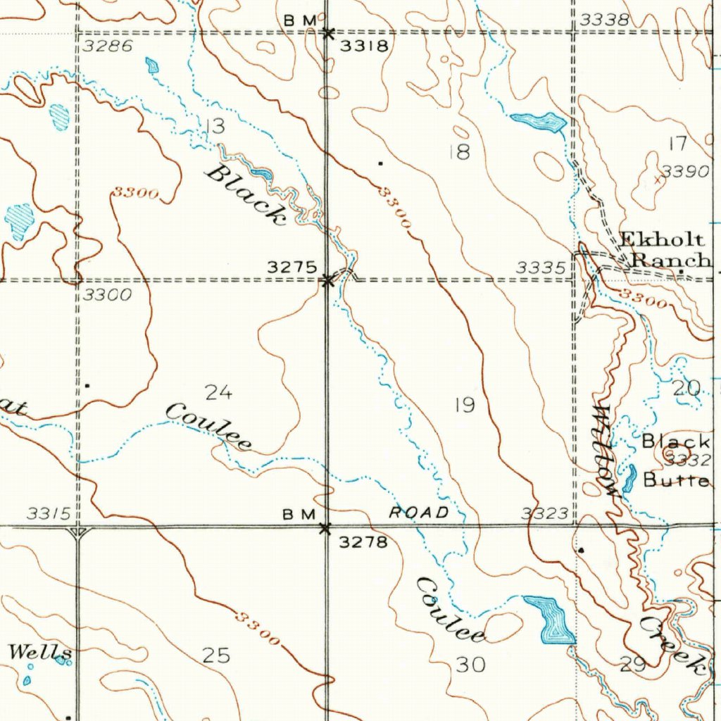 Antelope Coulee, MT (1943, 62500-Scale) Map by United States Geological ...