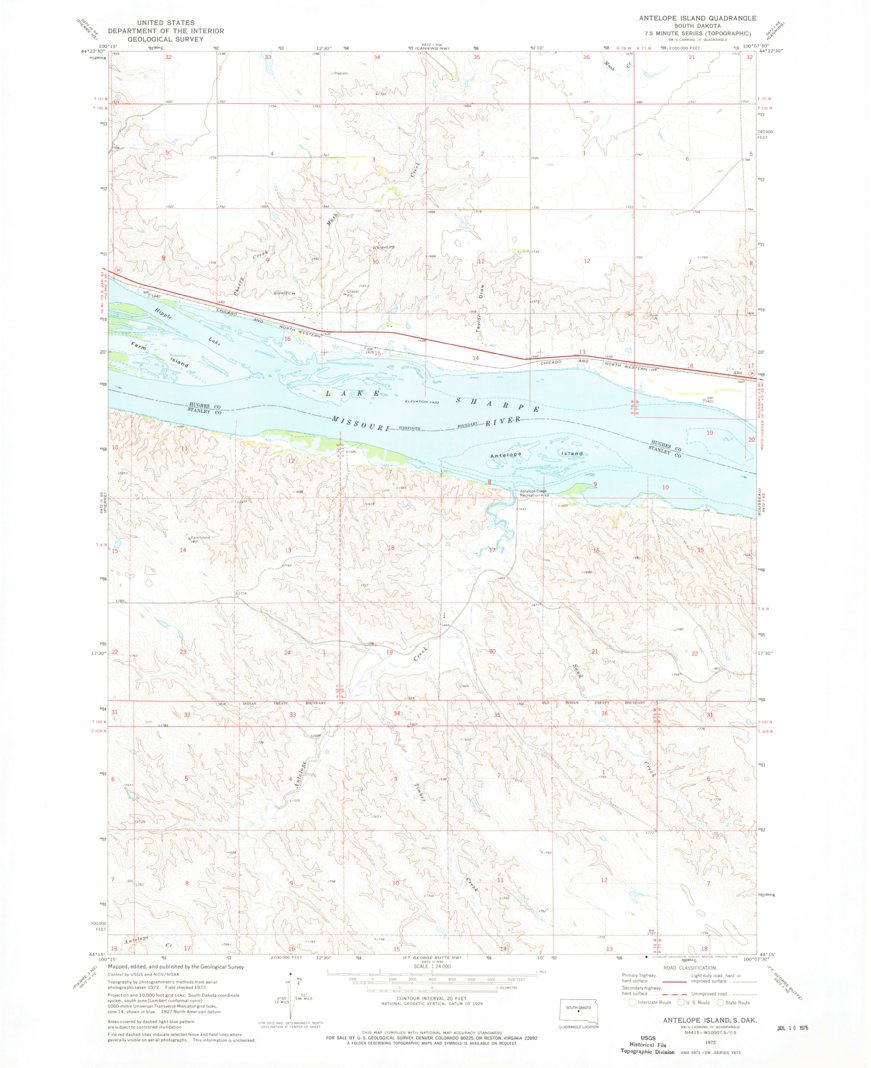 Antelope Island, SD (1973, 24000-Scale) Map by United States Geological ...