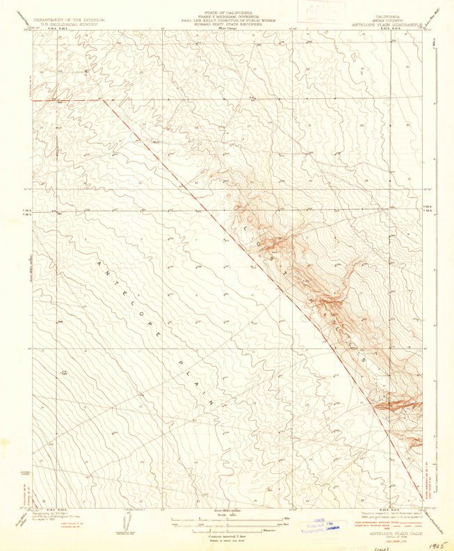 Antelope Plain, CA (1936, 31680-Scale) Map by United States Geological ...