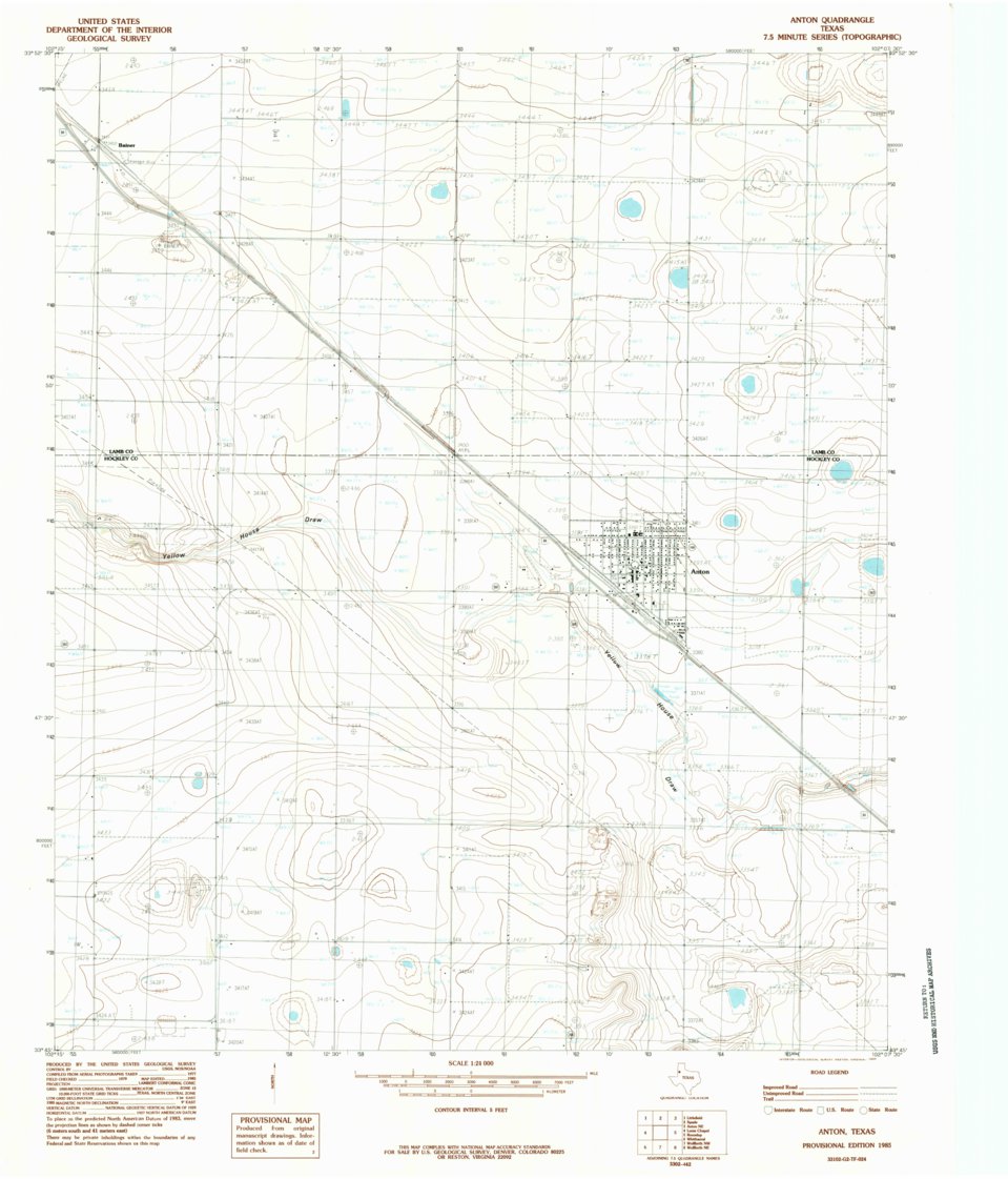 Anton, TX (1985, 24000-Scale) Map by United States Geological Survey ...
