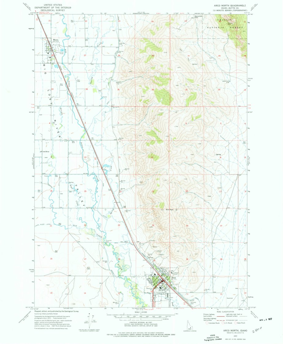Arco North, ID (1972, 24000-Scale) Map by United States Geological ...