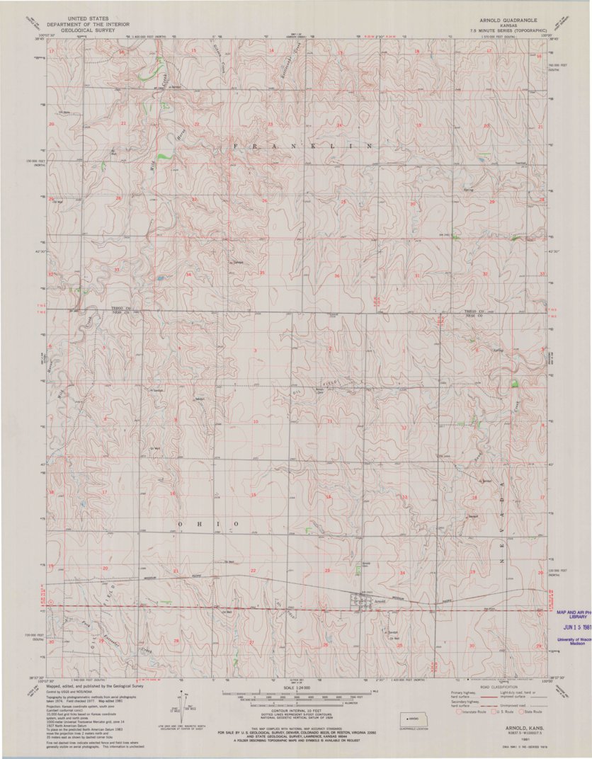 Arnold, KS (1981, 24000-Scale) Map by United States Geological Survey ...