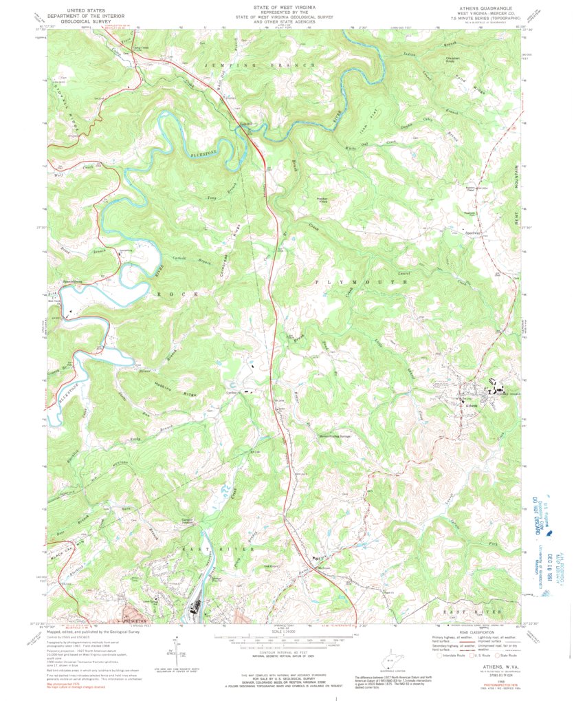 Athens, WV (1968, 24000-Scale) Map by United States Geological Survey ...