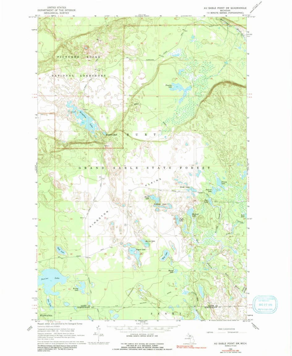 Au Sable Point SW, MI (1966, 24000-Scale) Map by United States ...