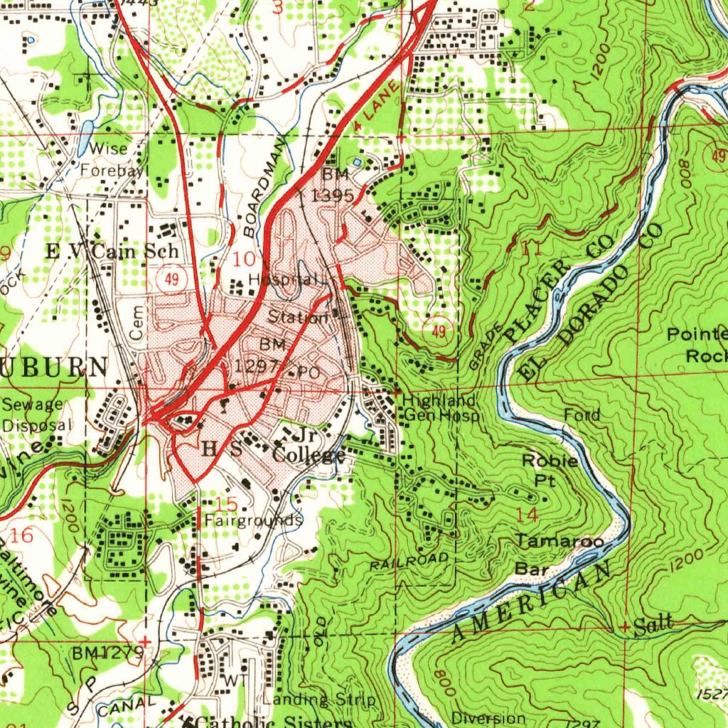 Auburn, CA (1954, 62500-Scale) Map by United States Geological Survey ...