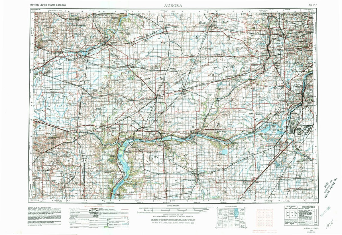 Aurora, IL (1958, 250000-Scale) Map by United States Geological Survey ...