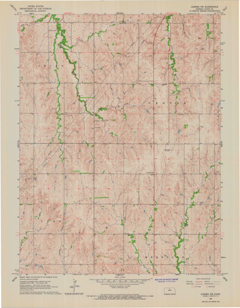Aurora NW, KS (1965, 24000-Scale) Map by United States Geological ...