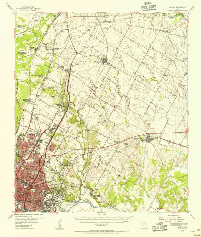 Austin, TX (1955, 62500-Scale) Map by United States Geological Survey ...