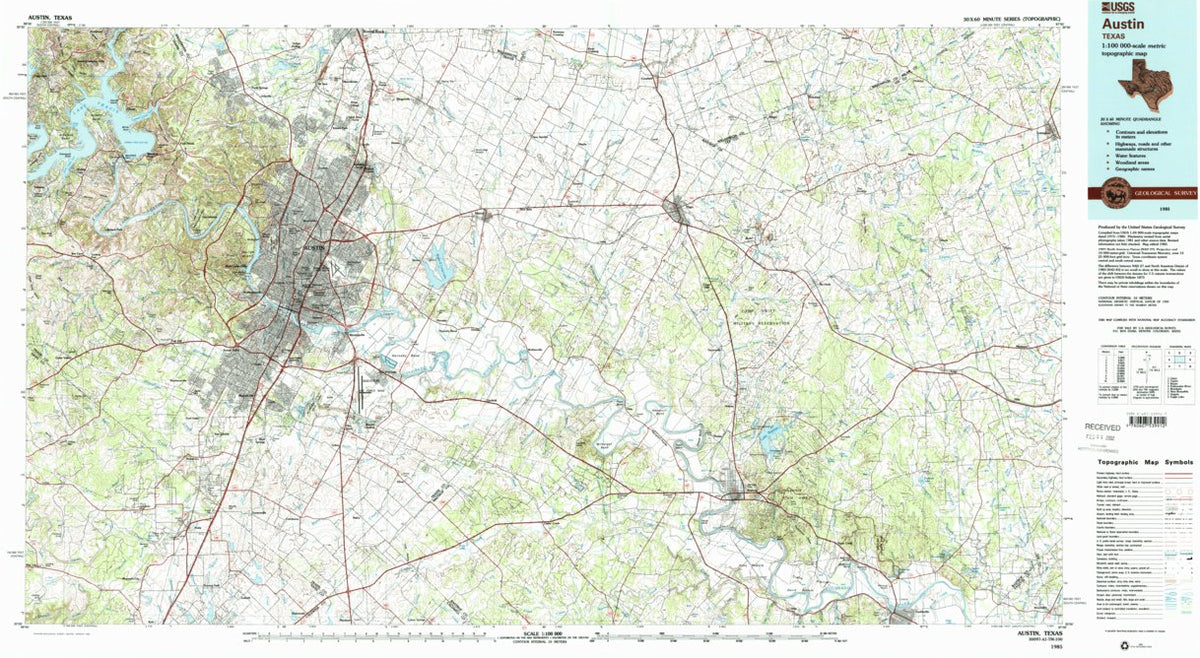 Austin, TX (1985, 100000-Scale) Map by United States Geological Survey ...