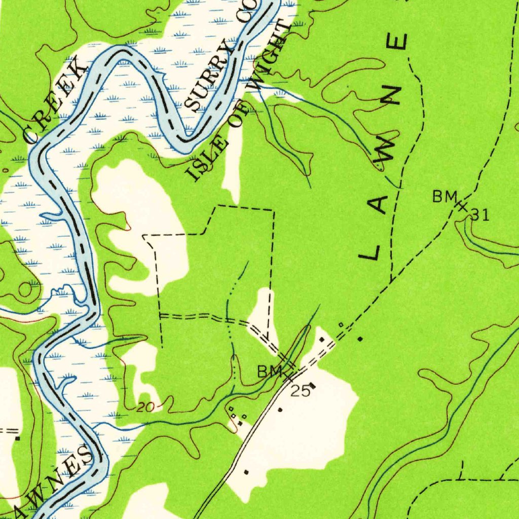 Bacons Castle, VA (1957, 24000-Scale) Map by United States Geological ...