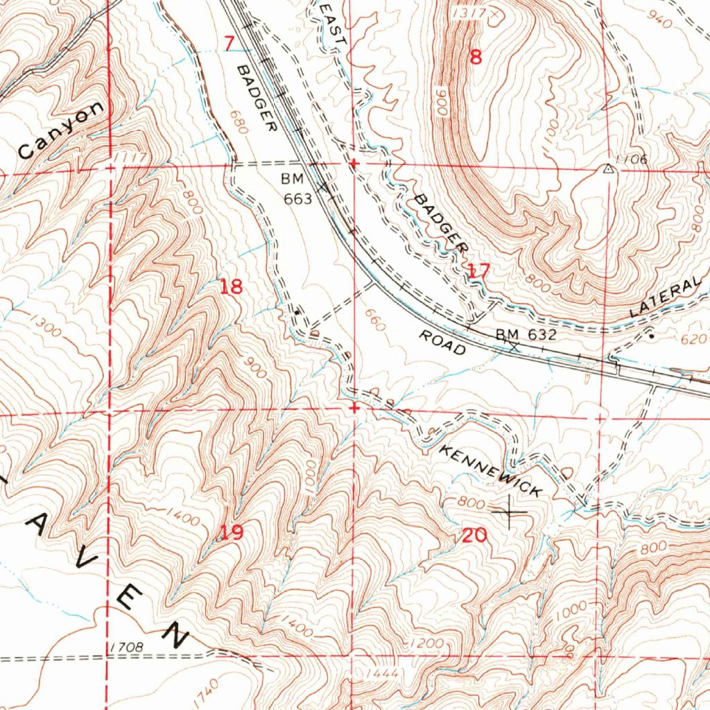 Badger Mountain, WA (1965, 62500-Scale) Map by United States Geological ...