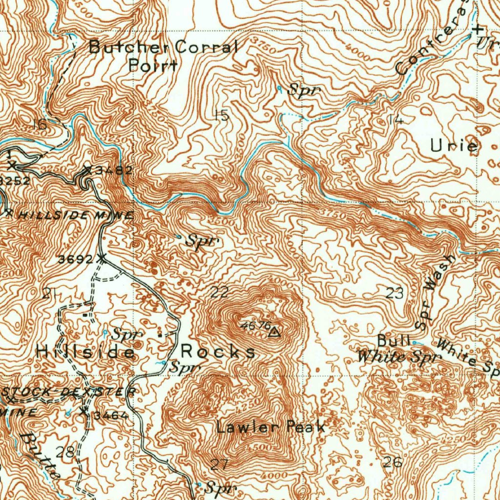 Bagdad, AZ (1945, 62500-Scale) Map by United States Geological Survey ...