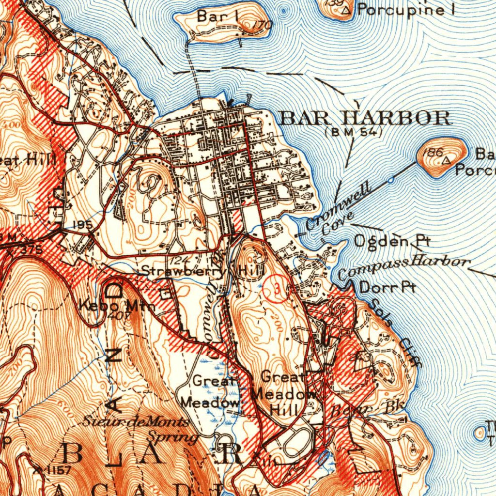 Bar Harbor, ME (1942, 62500-Scale) Map by United States Geological ...