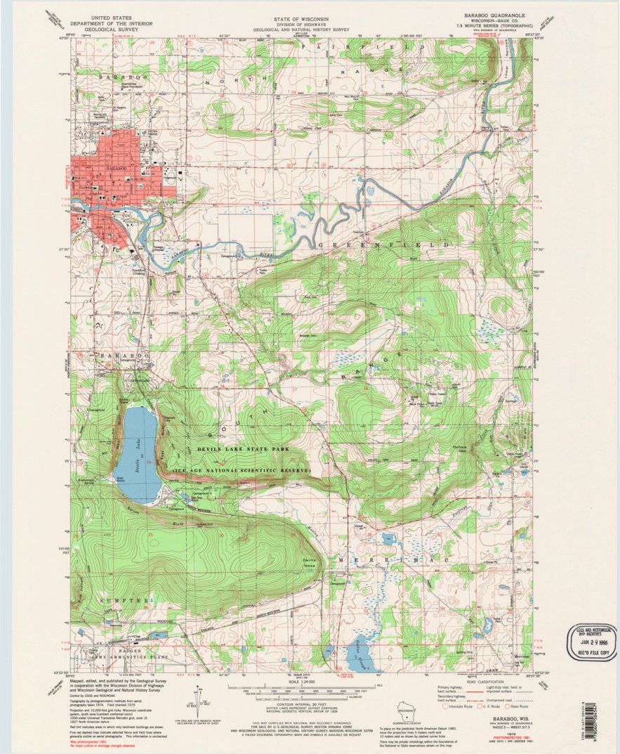 Baraboo, WI (1975, 24000-Scale) Map by United States Geological Survey ...