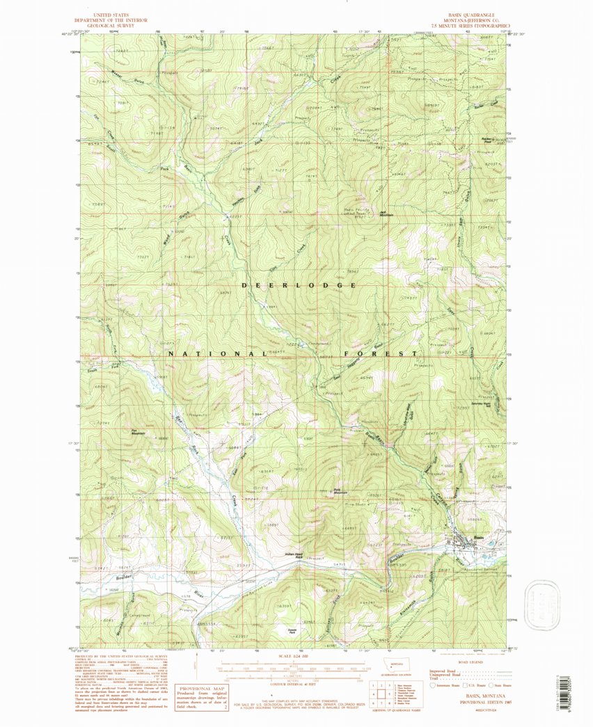 Basin, MT (1985, 24000-Scale) Map by United States Geological Survey ...