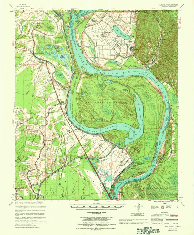 Batchelor, LA-MS (1967, 62500-Scale) Map by United States Geological ...
