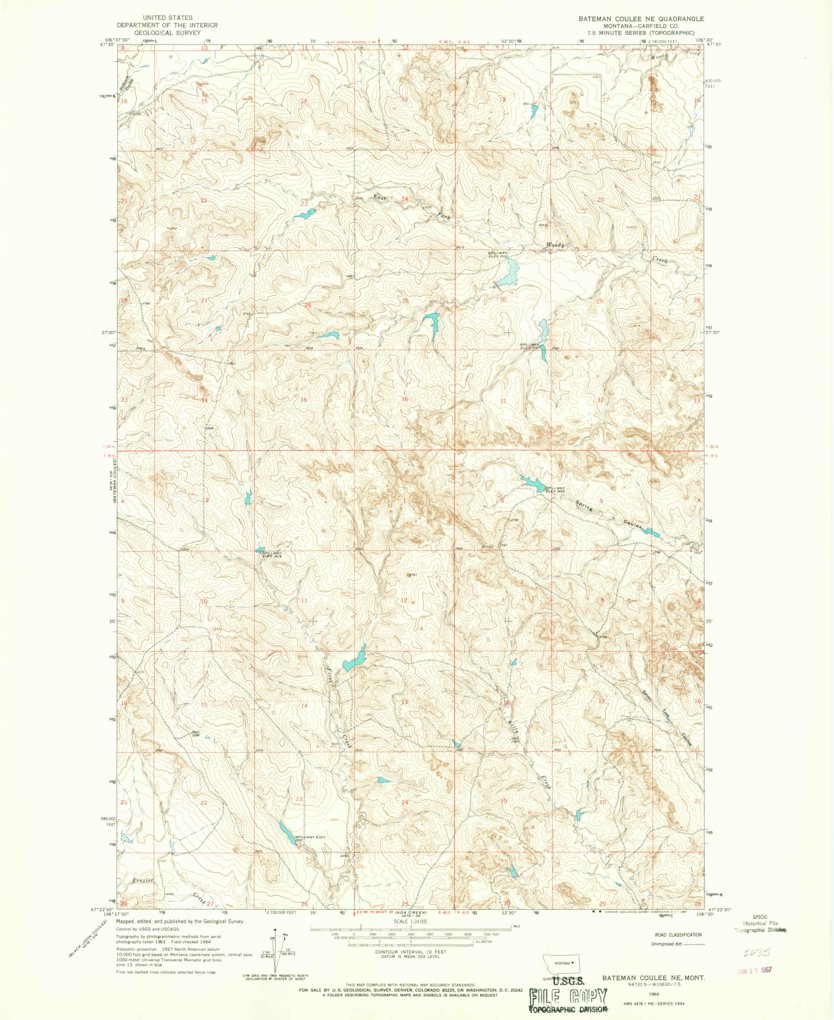 Bateman Coulee NE, MT (1964, 24000-Scale) Map by United States ...
