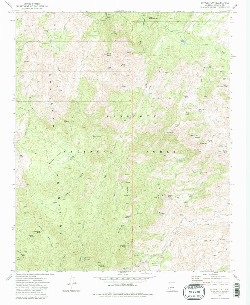 Battle Flat, AZ (1974, 24000-Scale) Map by United States Geological ...