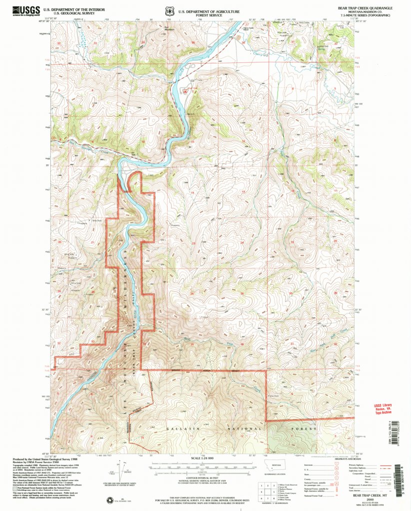 Bear Trap Creek, MT (2000, 24000-Scale) Map by United States Geological ...