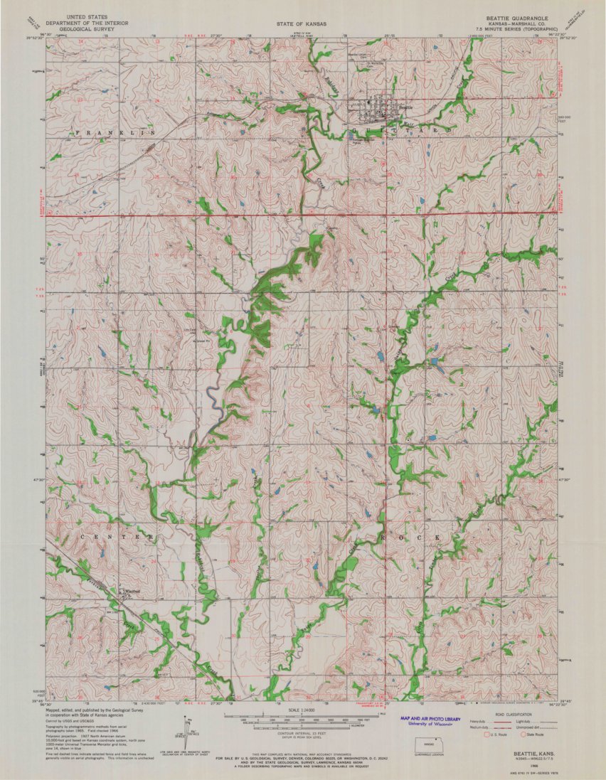 Beattie, KS (1966, 24000-Scale) Map by United States Geological Survey ...