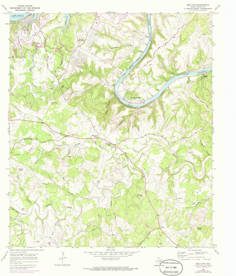 Bee Cave, TX (1968, 24000-Scale) Map by United States Geological Survey ...