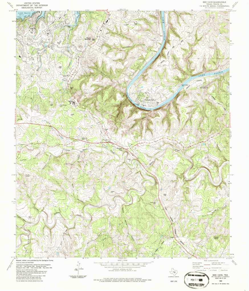 Bee Cave, TX (1986, 24000-Scale) Map by United States Geological Survey ...