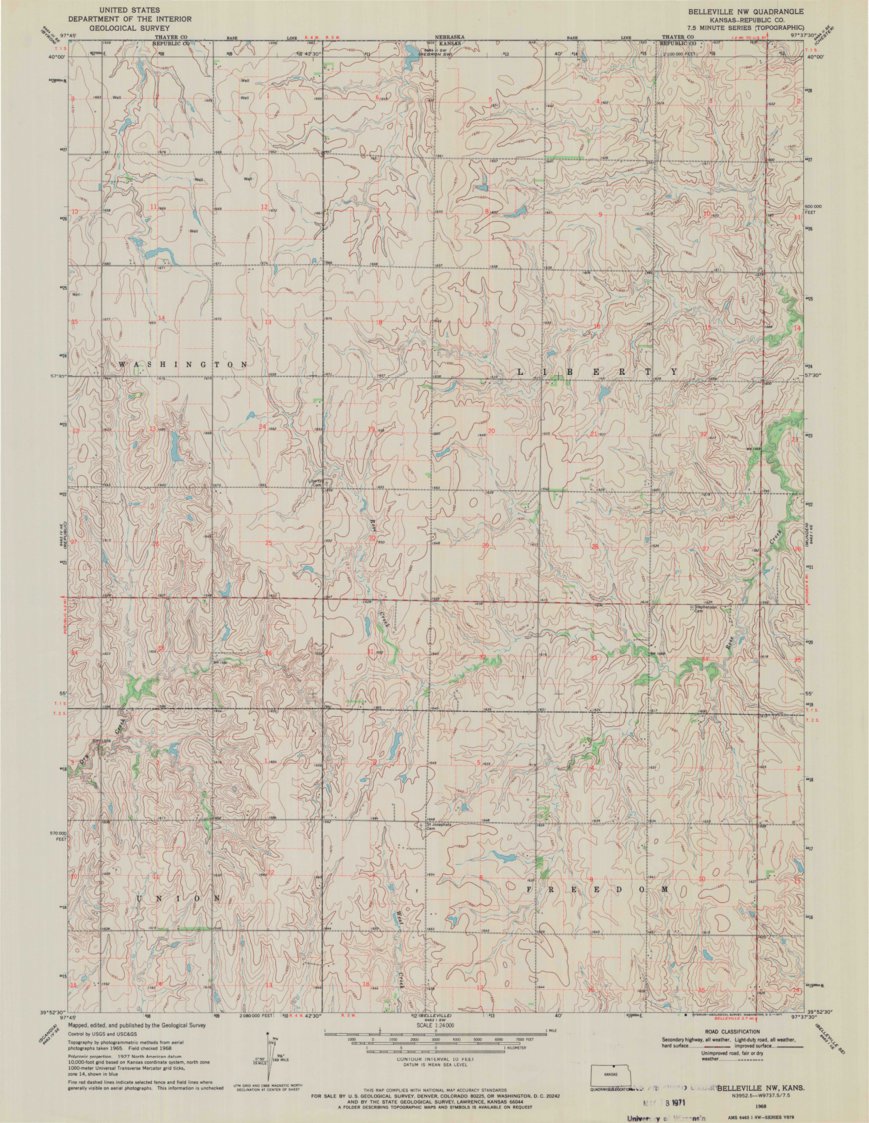 Belleville NW, KS (1968, 24000-Scale) Map by United States Geological ...