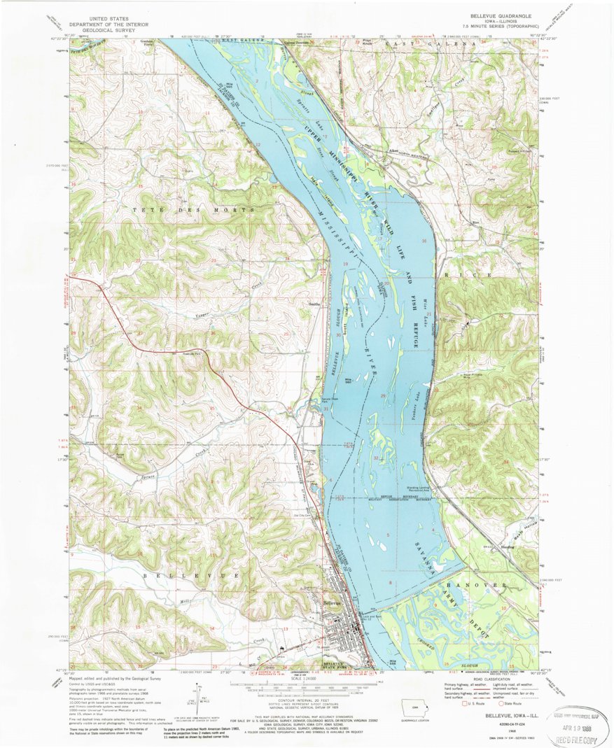Bellevue, IA-IL (1968, 24000-Scale) Map by United States Geological ...