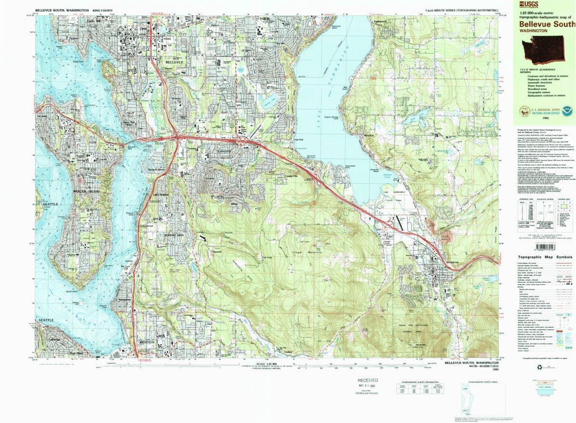 Bellevue South, WA (1983, 25000-Scale) Map by United States Geological ...