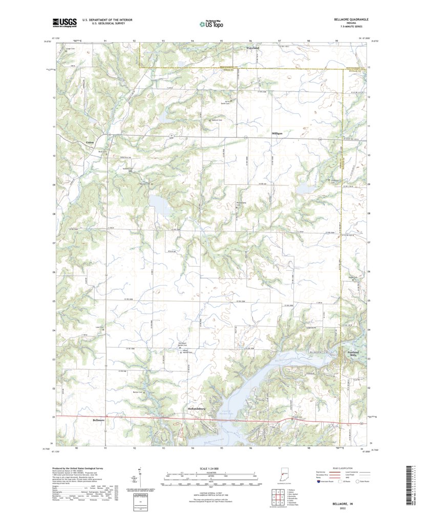 Bellmore, IN (2022, 24000-Scale) Map by United States Geological Survey ...