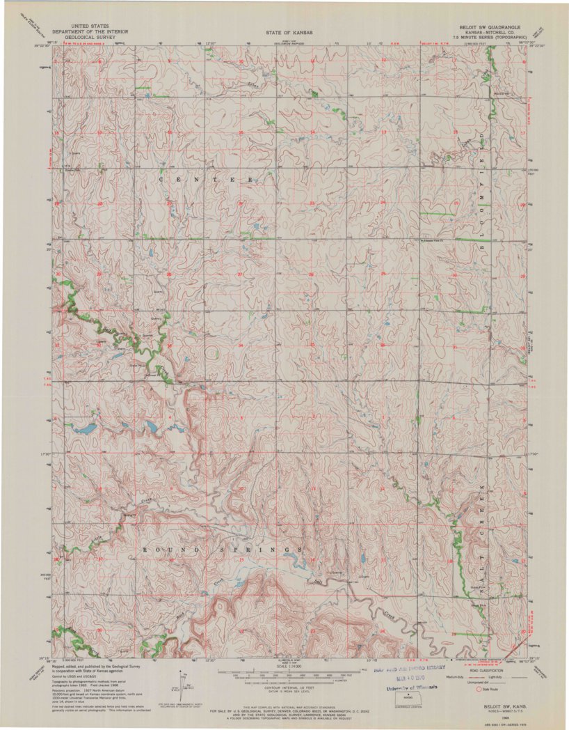 Beloit SW, KS (1968, 24000-Scale) Map by United States Geological ...