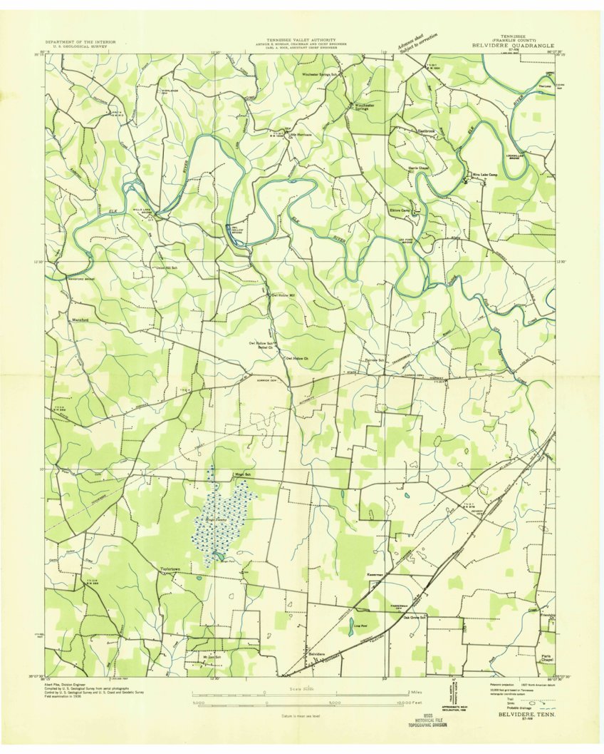 Belvidere, TN (1936, 24000-Scale) Map by United States Geological ...