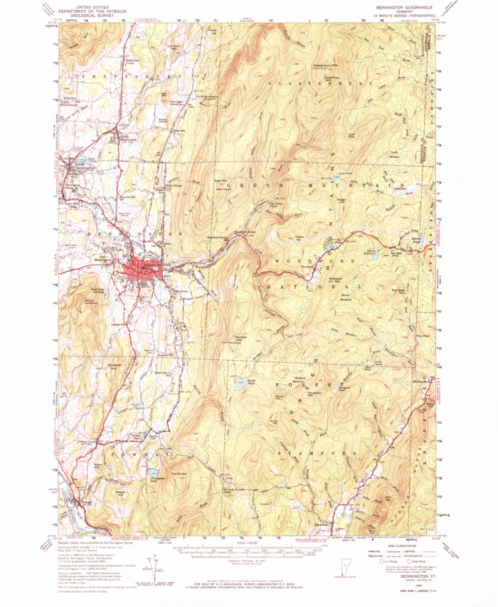 Bennington, VT (1954, 62500-Scale) Map by United States Geological ...