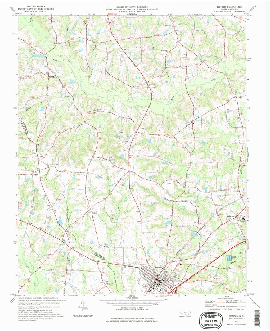 Benson, NC (1973, 24000-Scale) Map by United States Geological Survey ...