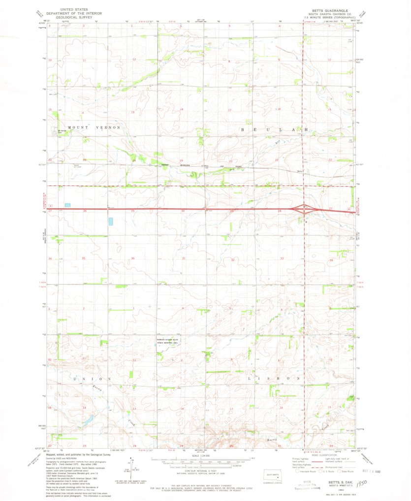 Betts, SD (1980, 24000-Scale) Map by United States Geological Survey ...