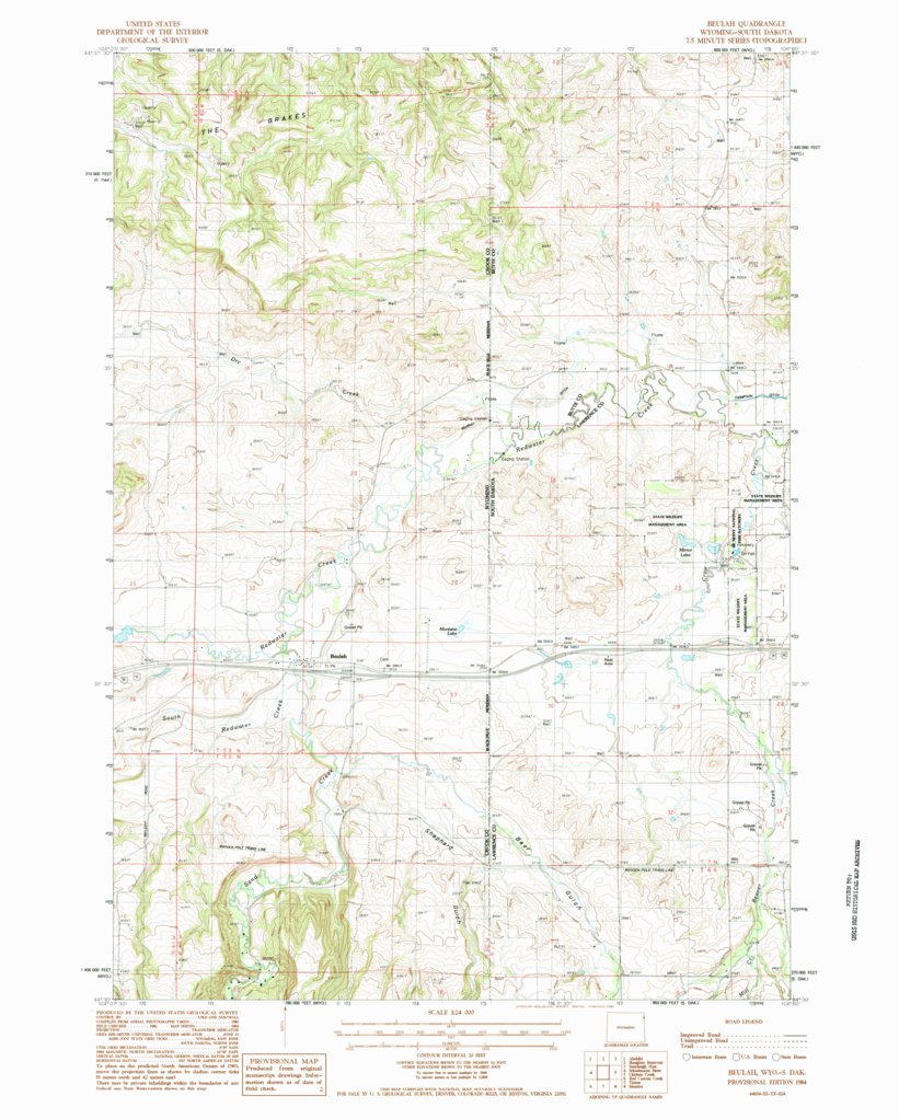 Beulah, WY-SD (1984, 24000-Scale) Map by United States Geological ...