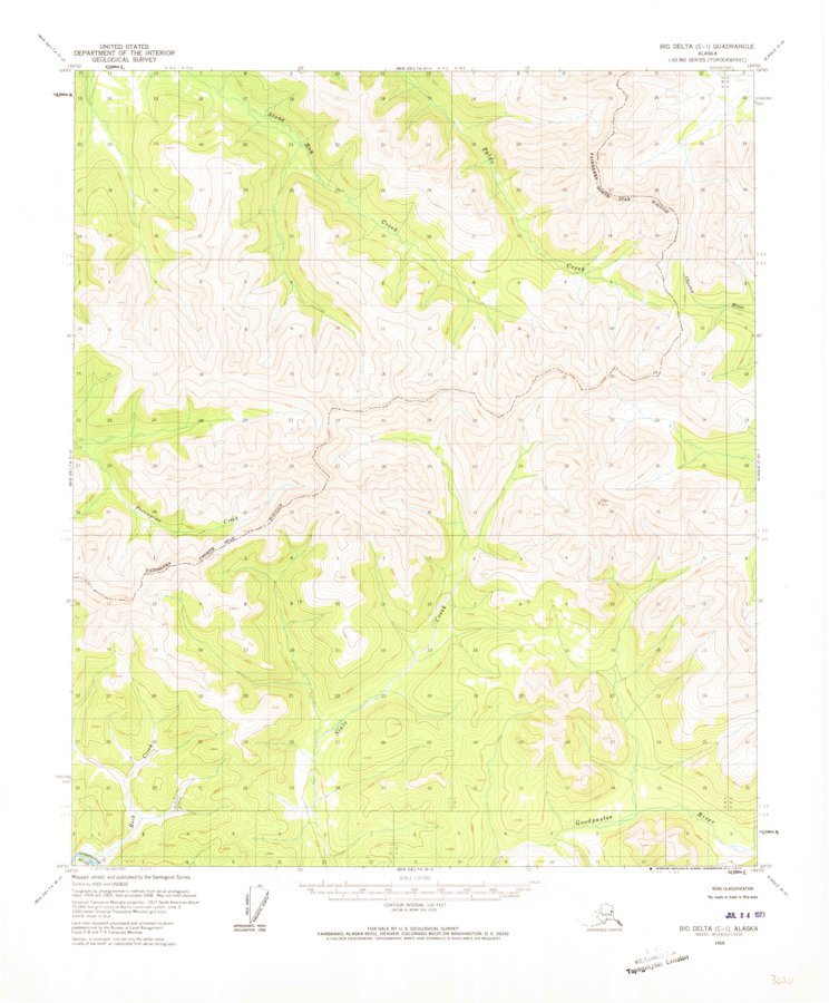 Big Delta C-1, AK (1958, 63360-Scale) Map by United States Geological ...