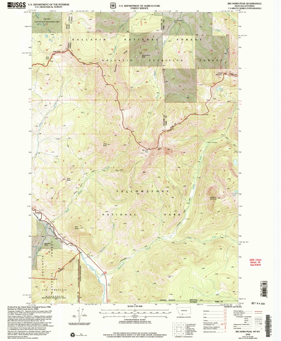 Big Horn Peak, MT-WY (2000, 24000-Scale) Map by United States ...