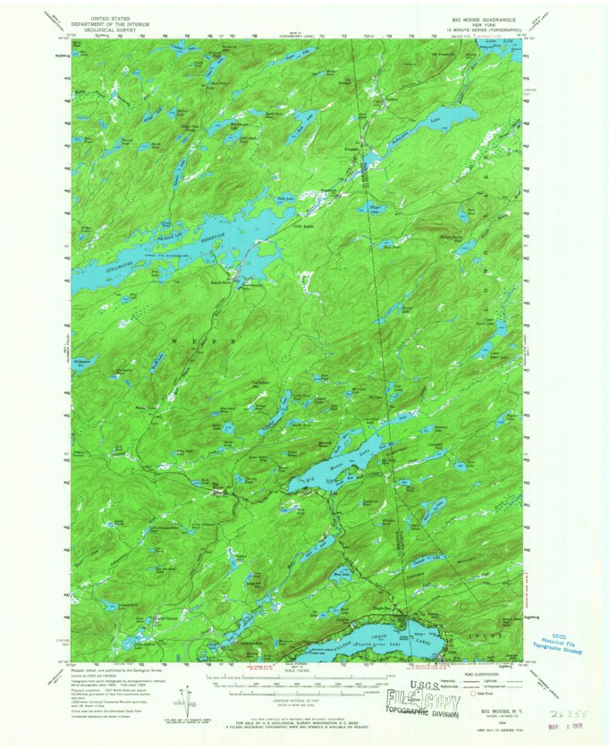 Big Moose, NY (1954, 62500-Scale) Map by United States Geological ...