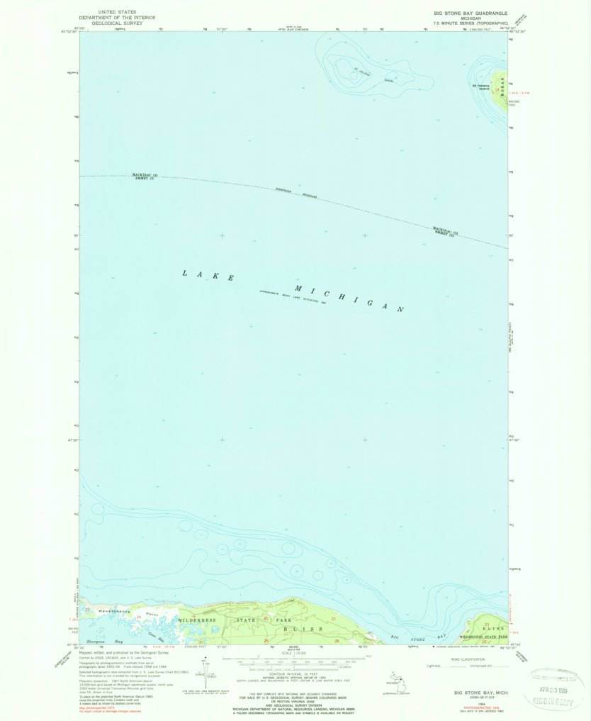 Big Stone Bay, MI (1964, 24000-Scale) Map by United States Geological ...