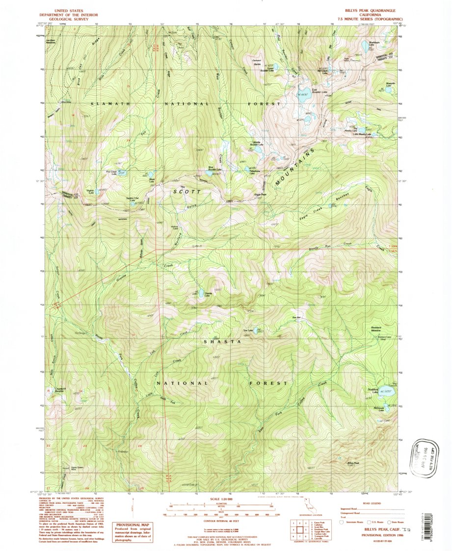 Billys Peak, CA (1986, 24000-Scale) Map by United States Geological ...