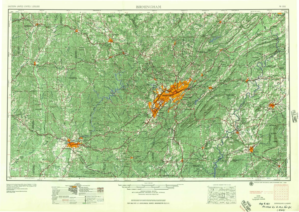 Birmingham, AL (1957, 250000-Scale) Map by United States Geological ...