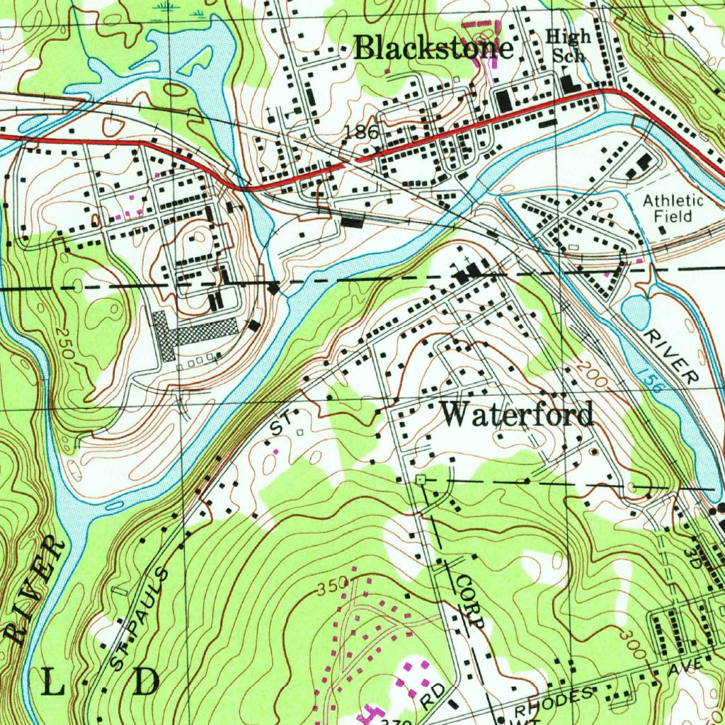 Blackstone, MA-RI (1969, 25000-Scale) Map by United States Geological ...