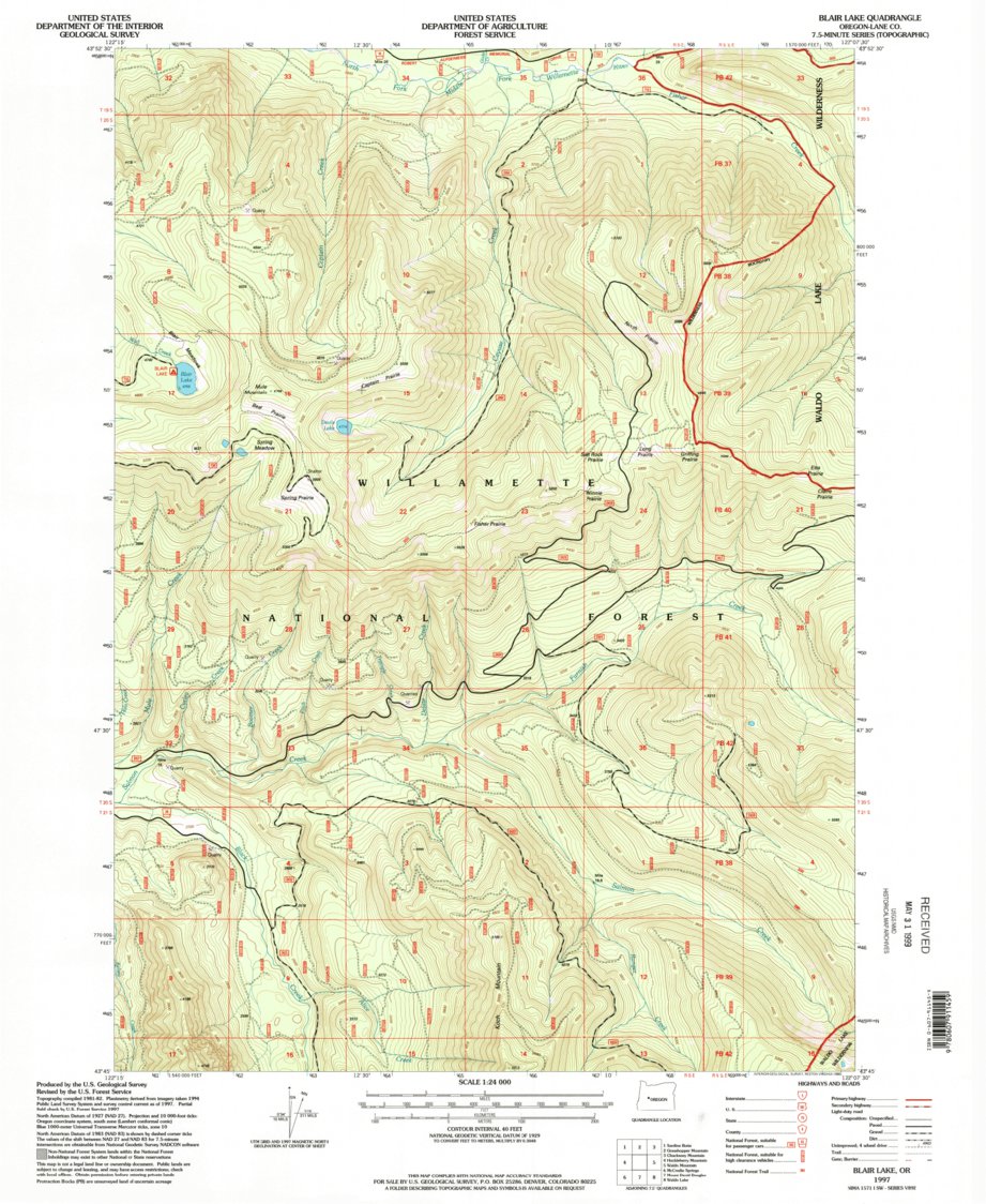 Blair Lake, OR (1997, 24000-Scale) Map by United States Geological ...